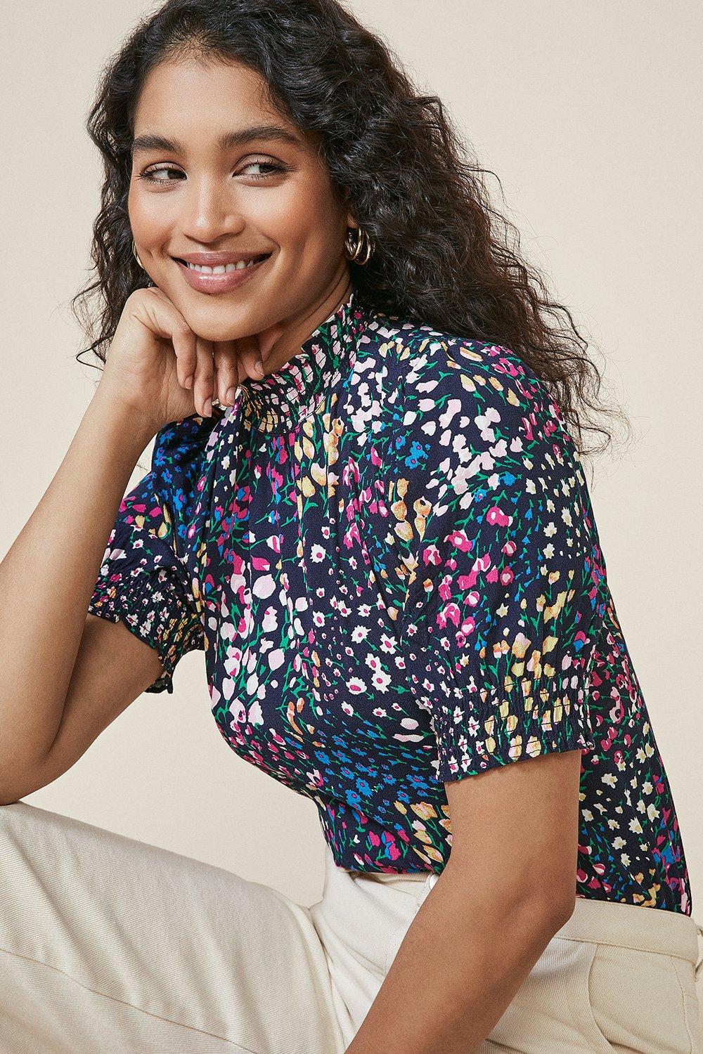 Tops Ditsy Print Shell Top Oasis
